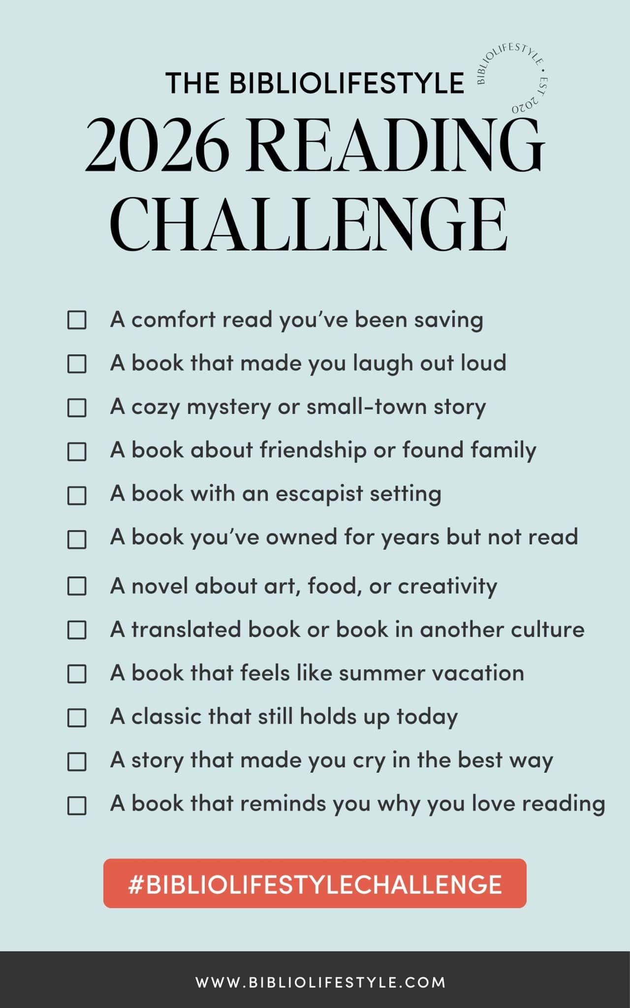 Join the 2026 BiblioLifestyle Reading Challenge Today!